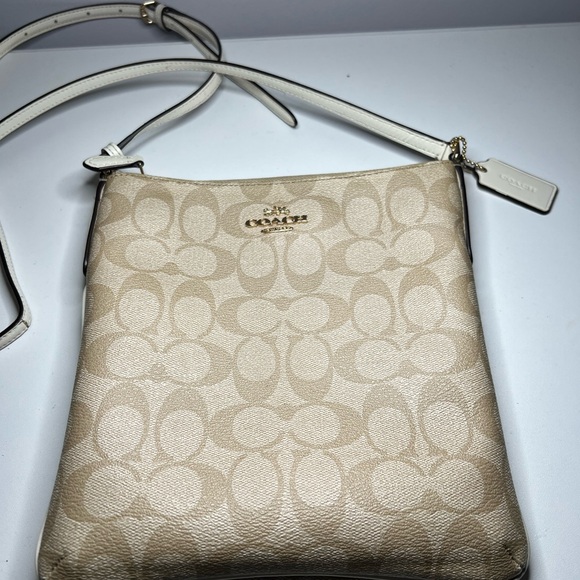 Coach | Bags | Coach Cream Crossbody Bag With Signature Monogram | Poshmark